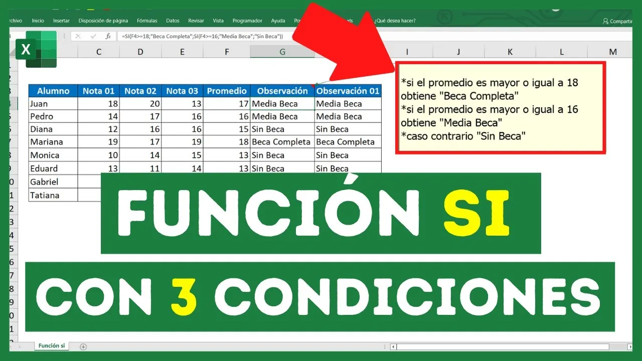 Cómo usar la función si en Excel con 3 condiciones de forma sencilla