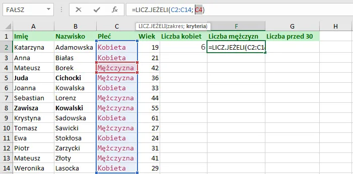 Jak w Excelu zliczyć ile liczb spełnia warunek w prosty sposób?